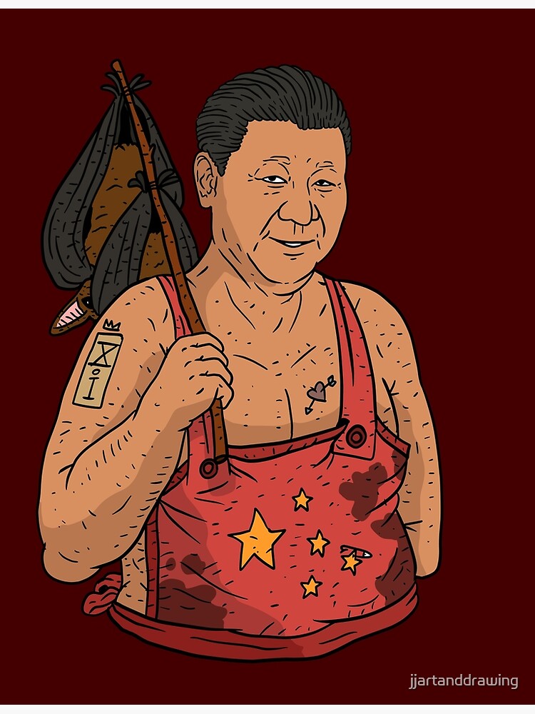 "xi jinping, the chinese leader, cooking up bats. a cartoon about press ...