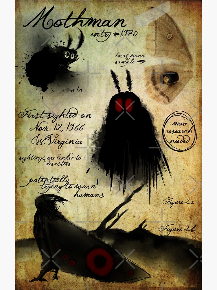 "Cryptic Studies: Mothman" Sticker for Sale by drkmatt3rstudio | Redbubble