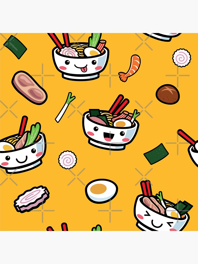 "Instant Ramen Noodle Pattern Yellow japanese Food" Sticker for Sale by ...