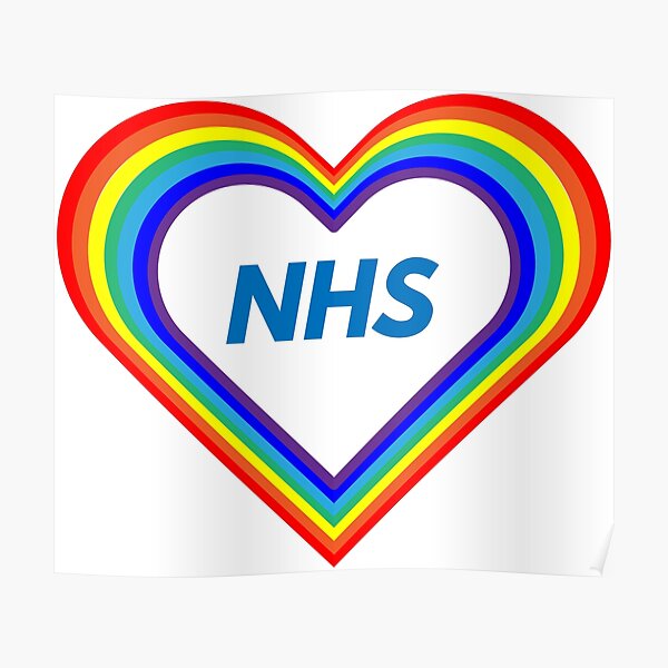 "NHS Rainbow Heart" Poster for Sale by Skelbunny | Redbubble