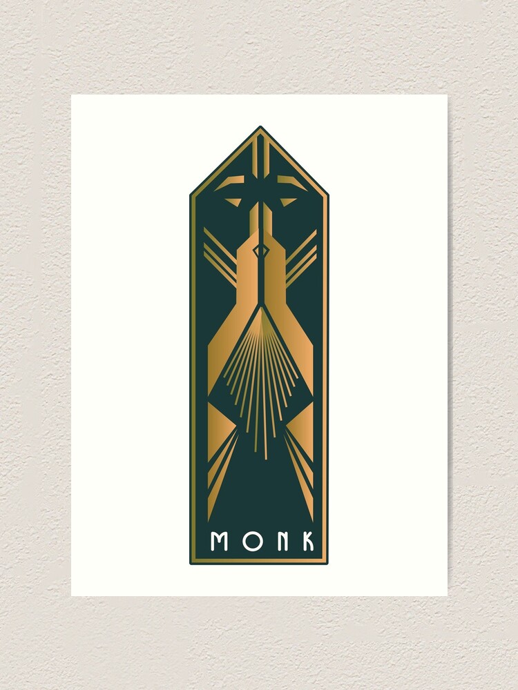 "monk art deco logo" Art Print for Sale by sarastripe | Redbubble