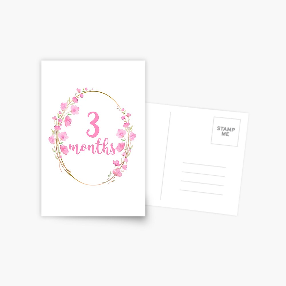 "3 Month Photo Prop - Watercolor Flower Baby Girl Milestone" Sticker ...