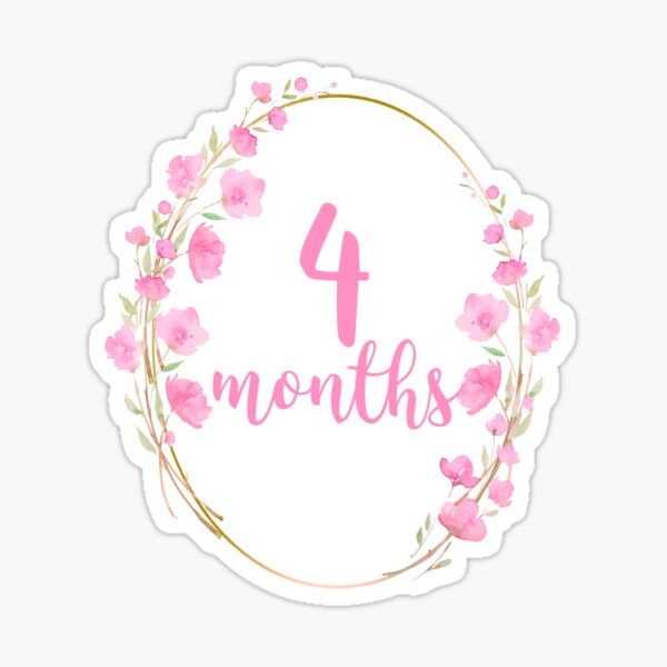 "4 Month Photo Prop - Watercolor Flower Baby Girl Milestone" Sticker by ...