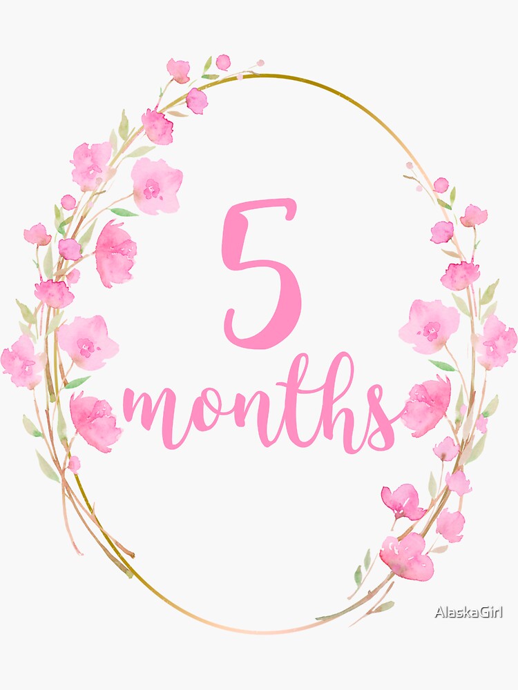 "5 Month Photo Prop - Watercolor Flower Baby Girl Milestone" Sticker ...