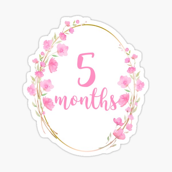 "5 Month Photo Prop - Watercolor Flower Baby Girl Milestone" Sticker ...