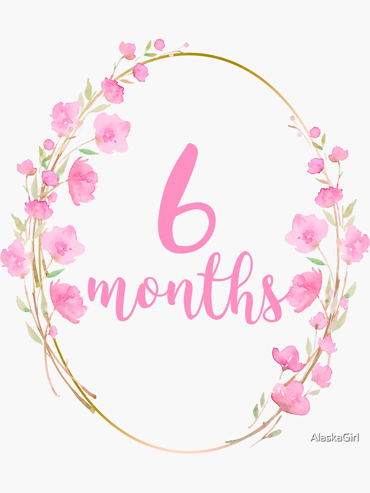 "6 Month Photo Prop - Watercolor Flower Baby Girl Milestone" Sticker ...
