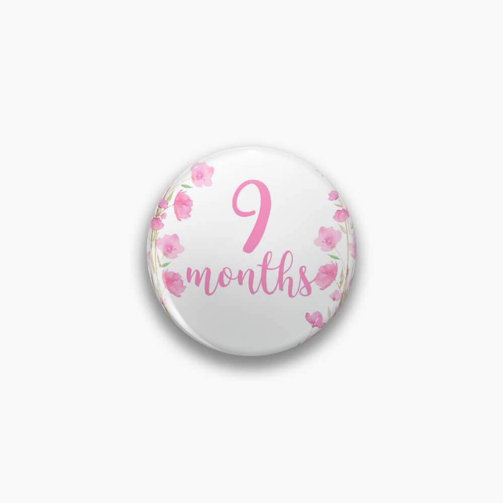 "9 Month Photo Prop - Watercolor Flower Baby Girl Milestone" Sticker ...