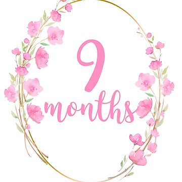 "9 Month Photo Prop - Watercolor Flower Baby Girl Milestone" Sticker ...