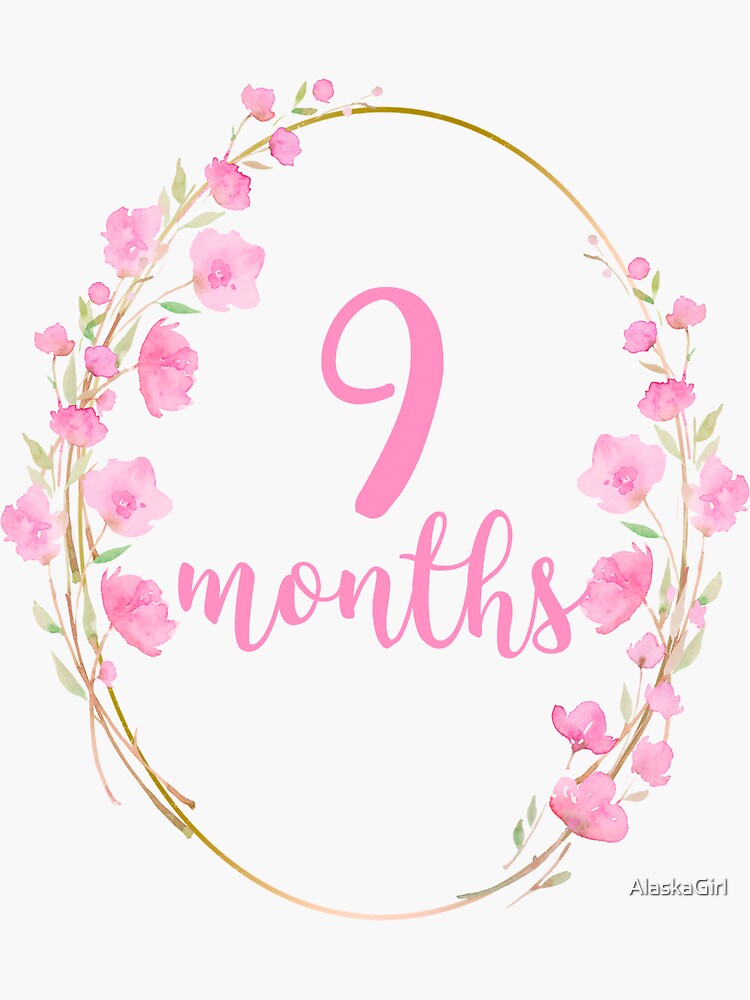 "9 Month Photo Prop - Watercolor Flower Baby Girl Milestone" Sticker ...