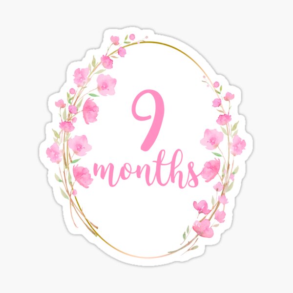 "9 Month Photo Prop - Watercolor Flower Baby Girl Milestone" Sticker ...