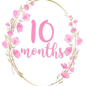 "10 Month Photo Prop - Watercolor Flower Baby Girl Milestone" Sticker ...