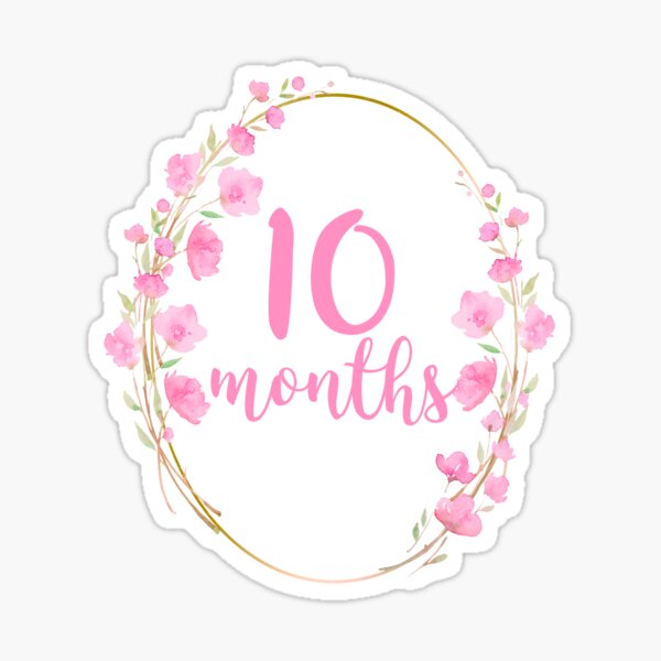 "10 Month Photo Prop - Watercolor Flower Baby Girl Milestone" Sticker ...