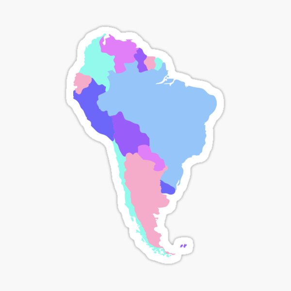 "Colorful map of South America " Sticker for Sale by carly20 | Redbubble