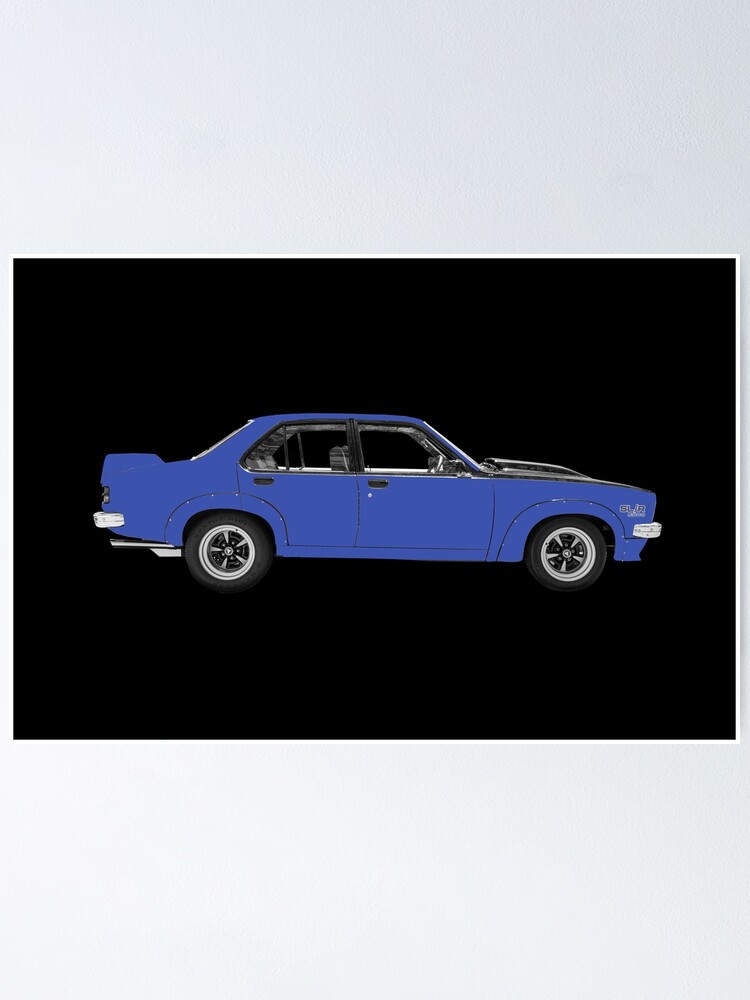 "LH Holden Torana SLR/5000 1974 Azure Blue on Black" Poster for Sale by ...