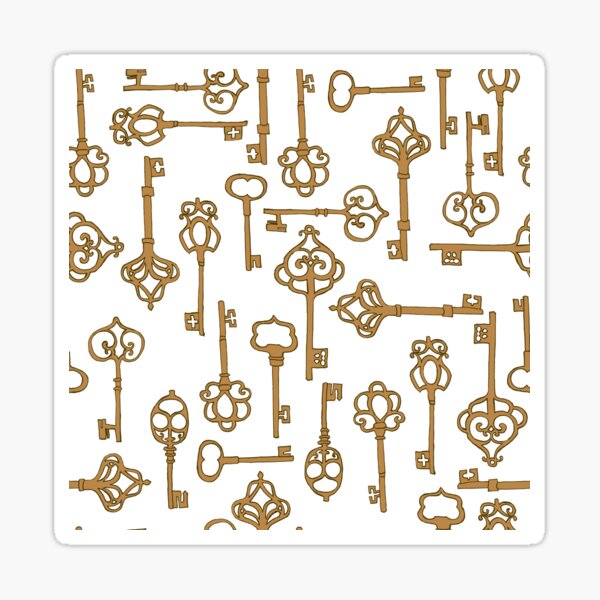 "Antique Keys White Gold" Sticker for Sale by ceciliamok | Redbubble