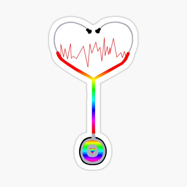 "Rainbow Heartbeat Stethoscope" Sticker for Sale by DeborahCamp | Redbubble
