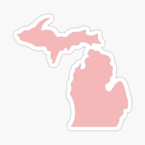 "Light Pink Michigan Outline" Sticker by meganksyer | Redbubble