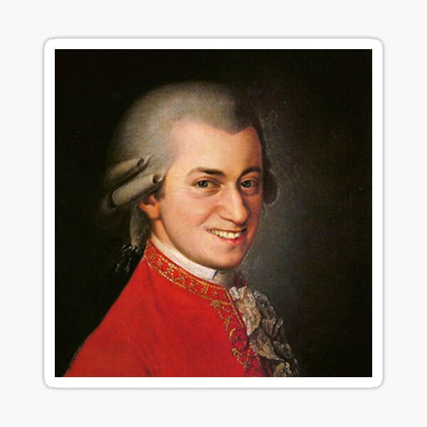 "Smiling Wolfgang Amadeus Mozart art famous music composer funny meme" Sticker for Sale by ...