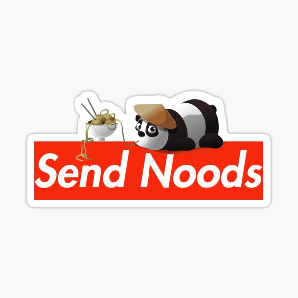"Send Noods Funny Kawaii Panda Eating Ramen, Soup Noodle, Pho" Sticker ...