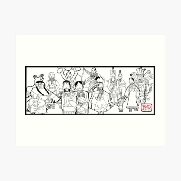 "Pow wow people coloring page" Art Print for Sale by mylittlenative ...