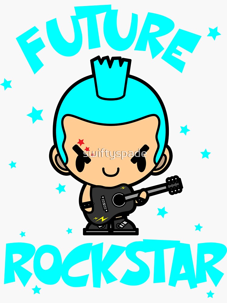 "Future Rockstar Kawaii Guitar Rocker Boy" Sticker for Sale by ...