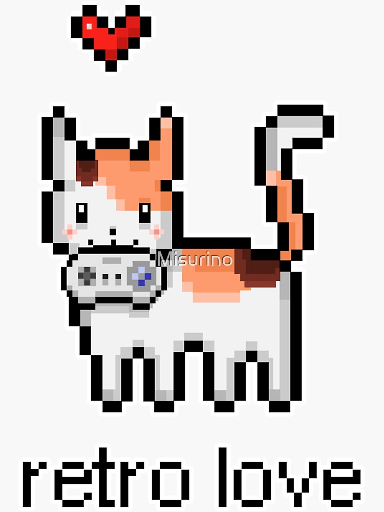 "8 bit retro kitty" Sticker for Sale by Misurino | Redbubble