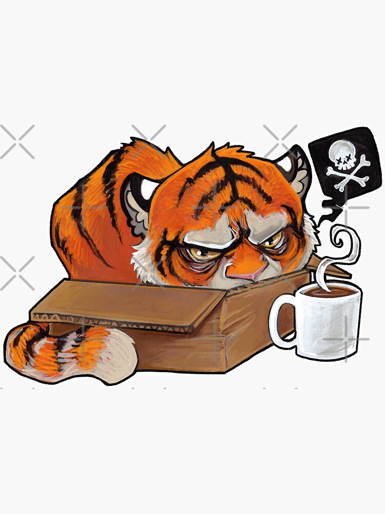 "Grumpy tiger" Sticker for Sale by ArtOfBianca | Redbubble