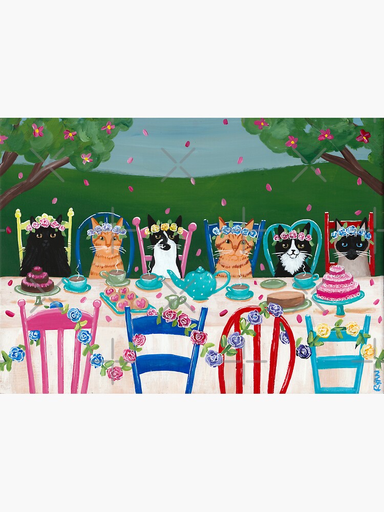 "The Cats Tea Party" Sticker for Sale by kilkennycat | Redbubble