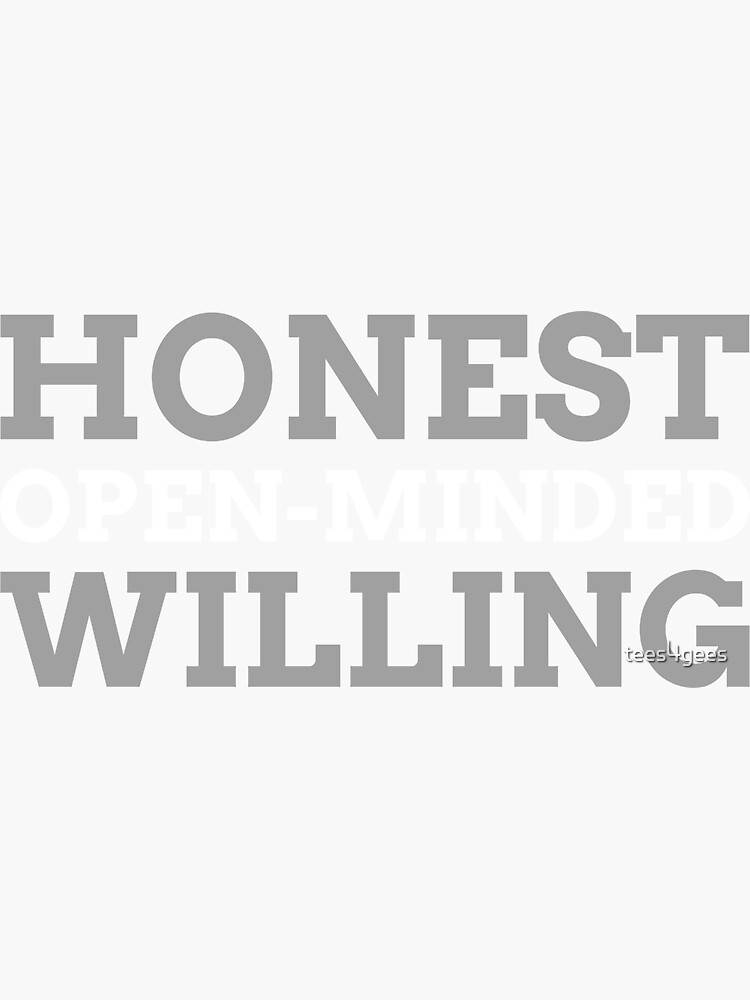 Honesty Open Mindedness Willingness Alcoholic Recovery Sticker For