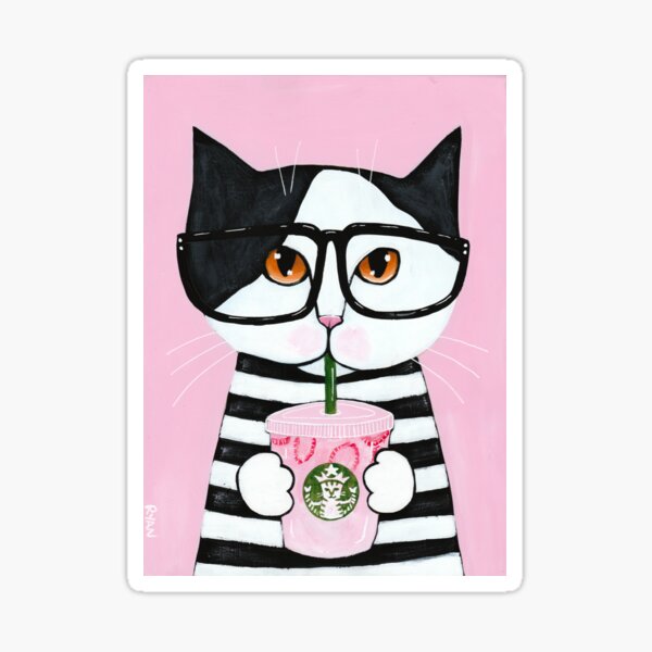 "Kitty Loves The Pink Drink" Sticker for Sale by kilkennycat | Redbubble