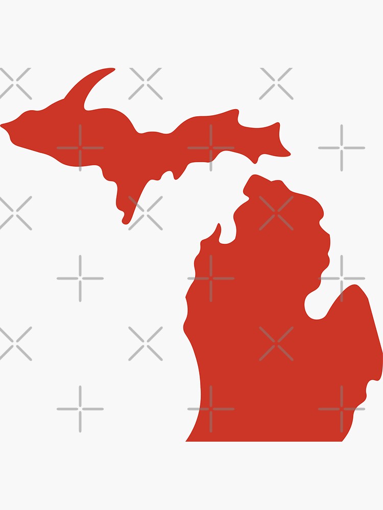 "Red Michigan Outline" Sticker for Sale by meganksyer | Redbubble
