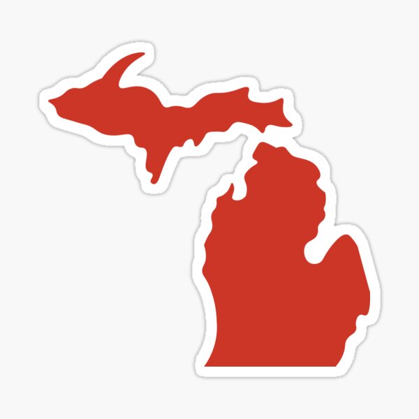 "Red Michigan Outline" Sticker for Sale by meganksyer | Redbubble