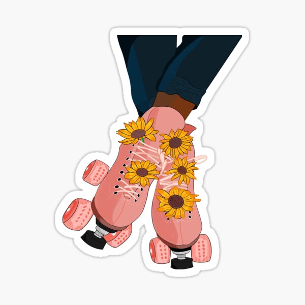 "Pink roller skates" Sticker for Sale by Xanfi | Redbubble