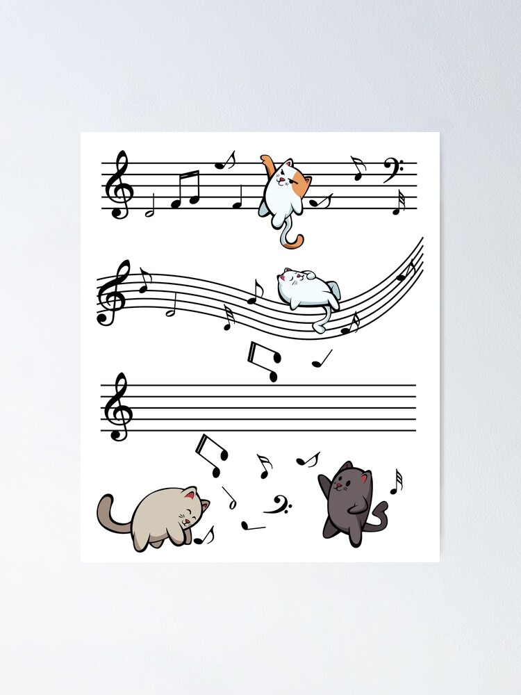 "Kopie von Musical Cats Musical Notes Cute Cat Kittens" Poster for Sale ...