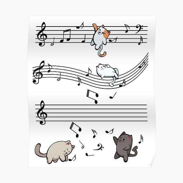 "Kopie von Musical Cats Musical Notes Cute Cat Kittens" Poster for Sale ...