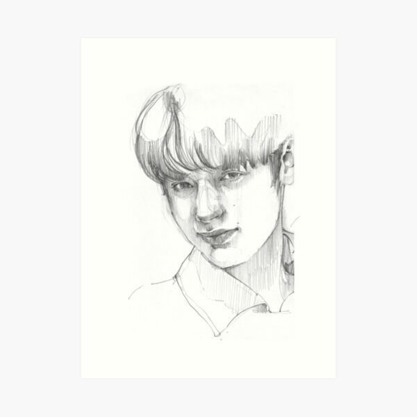 "pencil sketch of huening kai from txt" Art Print for Sale by rozinette ...