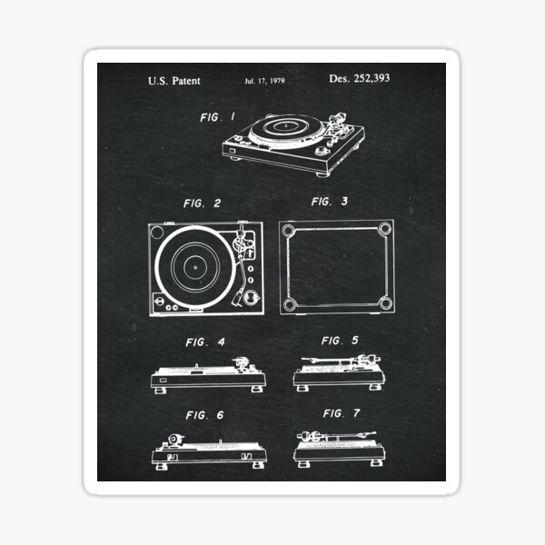"Record Player Patent Drawing" Sticker by EbukaAmadiObi19 | Redbubble