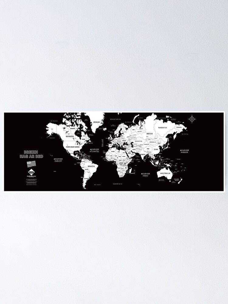 "Design world map in long format in Breton" Poster by Multinatio ...