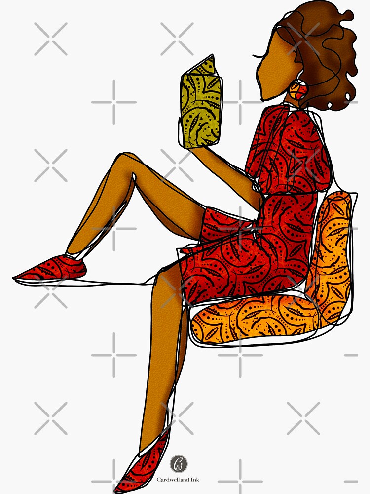 "Reading nook colour//one line illustration" Sticker by cardwellandink ...