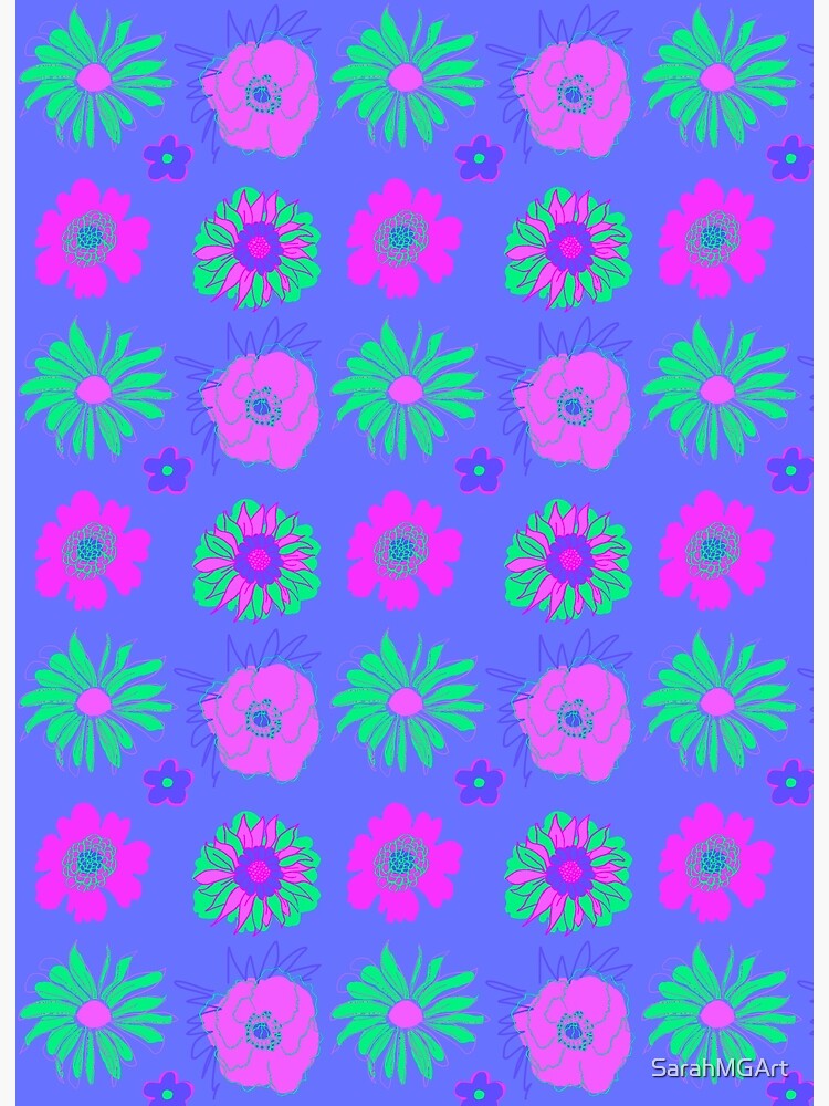 "Neon 70s Floral " Art Print by SarahMGArt | Redbubble