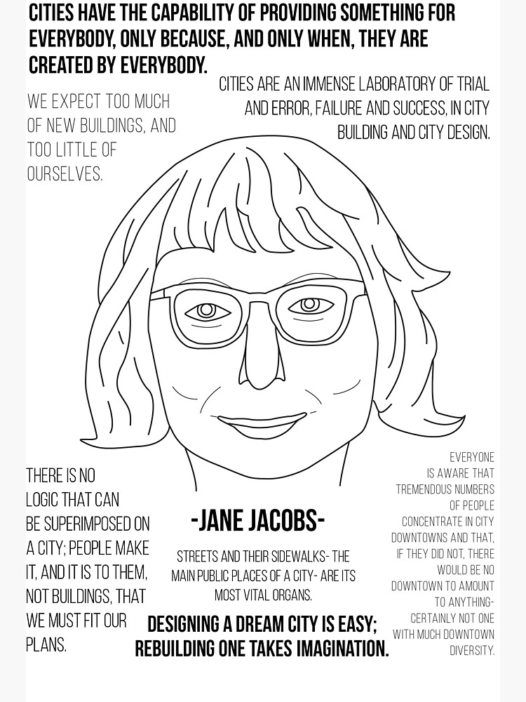 "Jane Jacobs Drawing and Quotes" Sticker for Sale by thayes1 | Redbubble