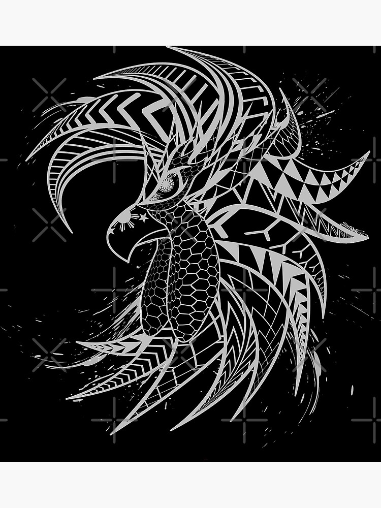 Tribal Fighting Rooster Tattoo