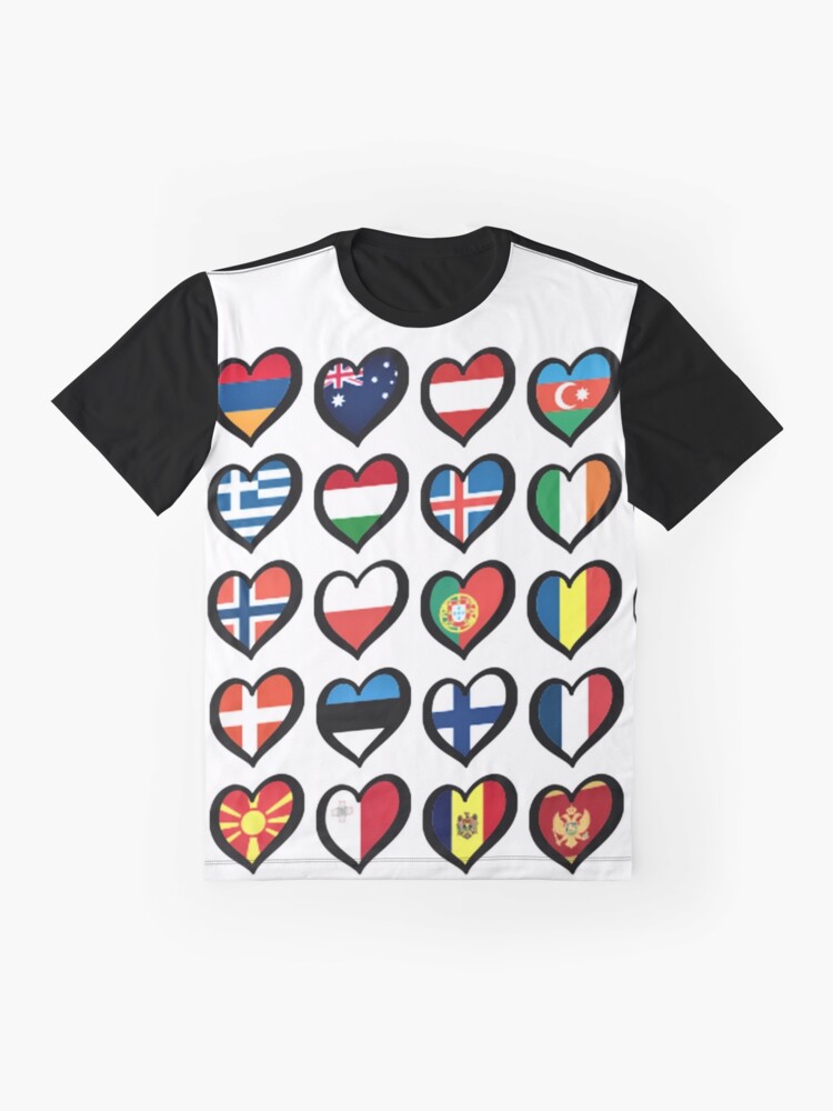 "Eurovision Song Contest Flags Hearts " T-shirt for Sale by leo-theo ...