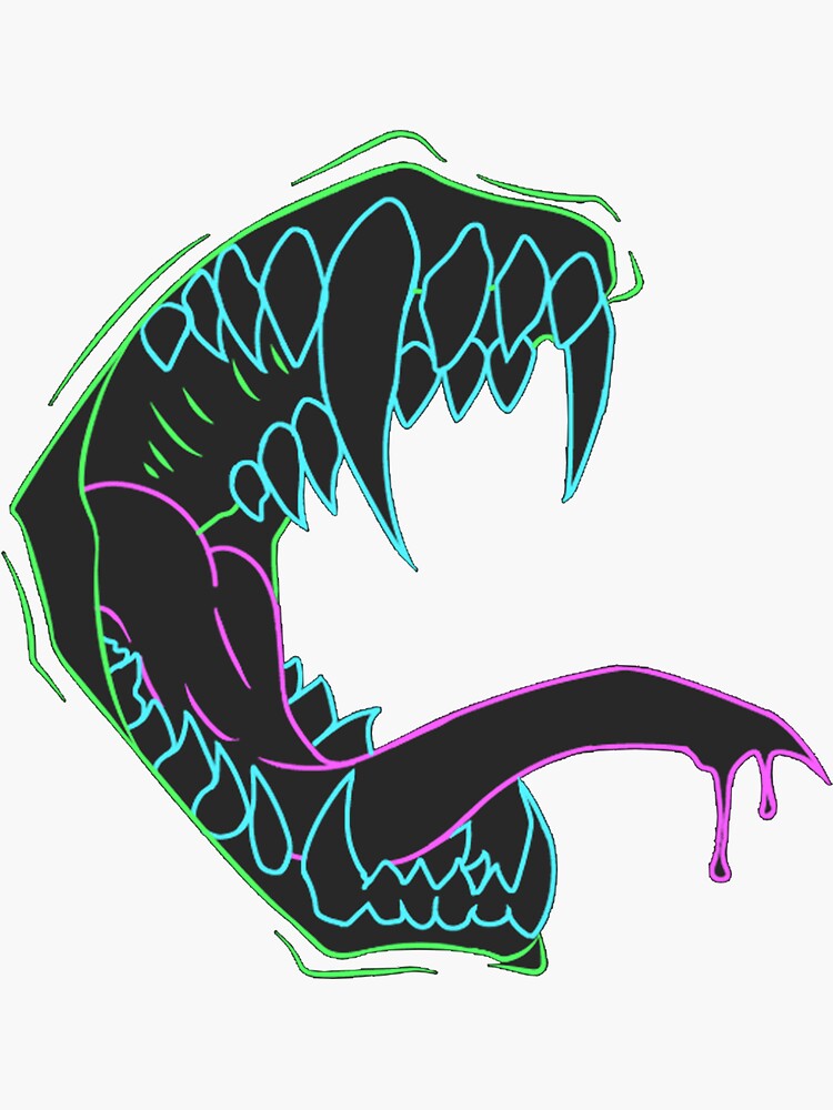 "Neon Chomper" Sticker for Sale by DearDarkDilemma | Redbubble