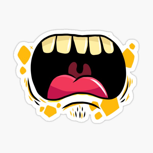 "Monster mouth yellow respirator masks with laughing mouth" Sticker by ...