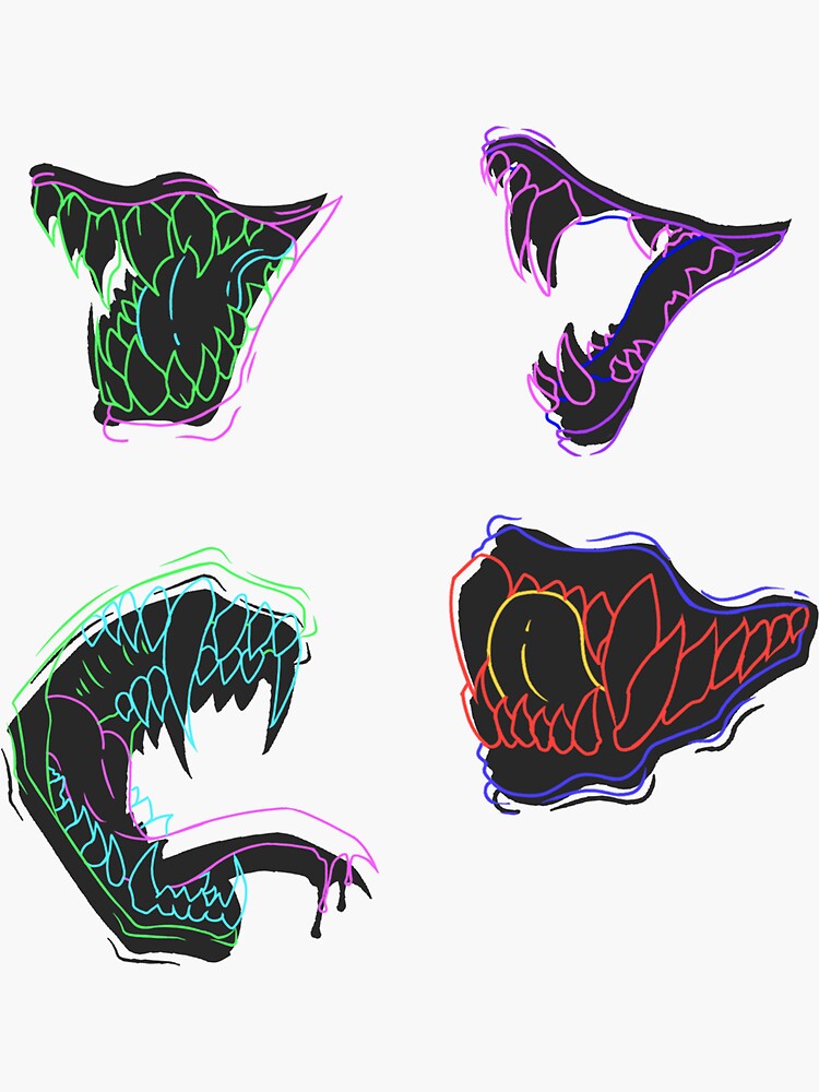 "Neon Chomper Pack" Sticker by DearDarkDilemma | Redbubble