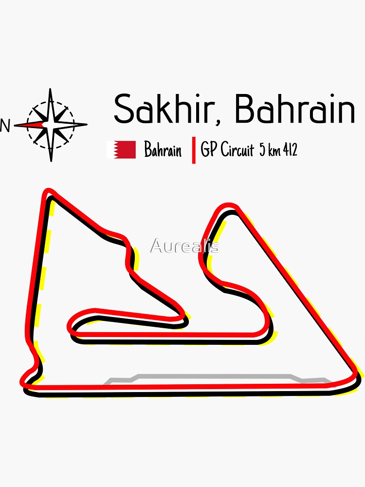 "Racetrack - Bahrain Sakhir Circuit" Sticker for Sale by Aurealis ...