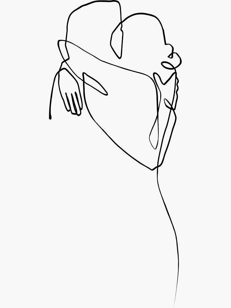 "Love Hug - Line Art" Sticker for Sale by TheRedFinch | Redbubble