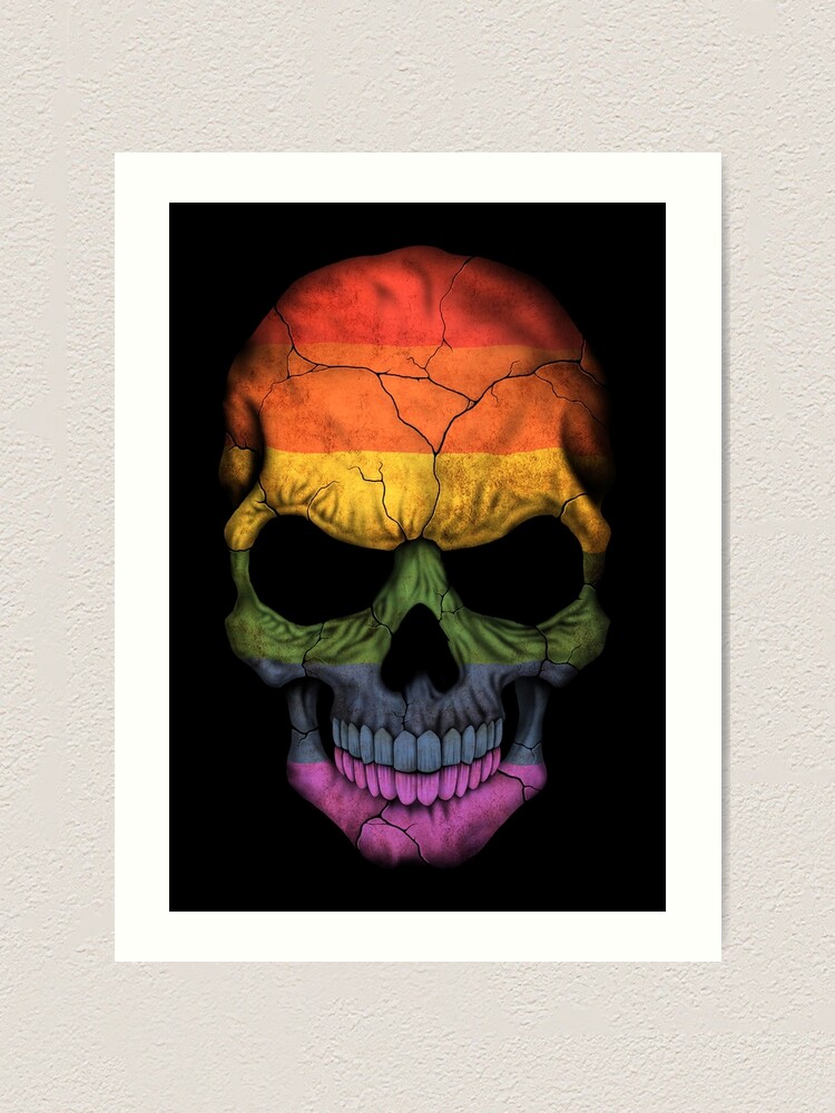 "Gay Pride Rainbow Flag Skull" Art Print by JeffBartels | Redbubble