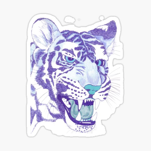 "Blue Tiger" Sticker by ArtbyMinda | Redbubble